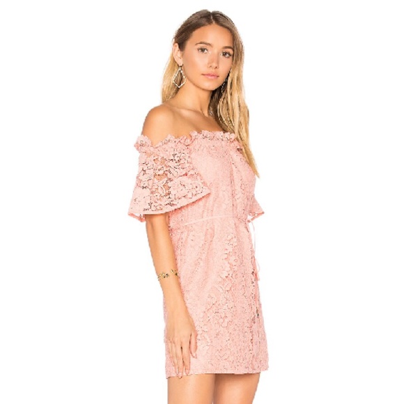 Aijek | Dresses | Aijek Padova Peach Lace Off Shoulder Cocktail Dress ...